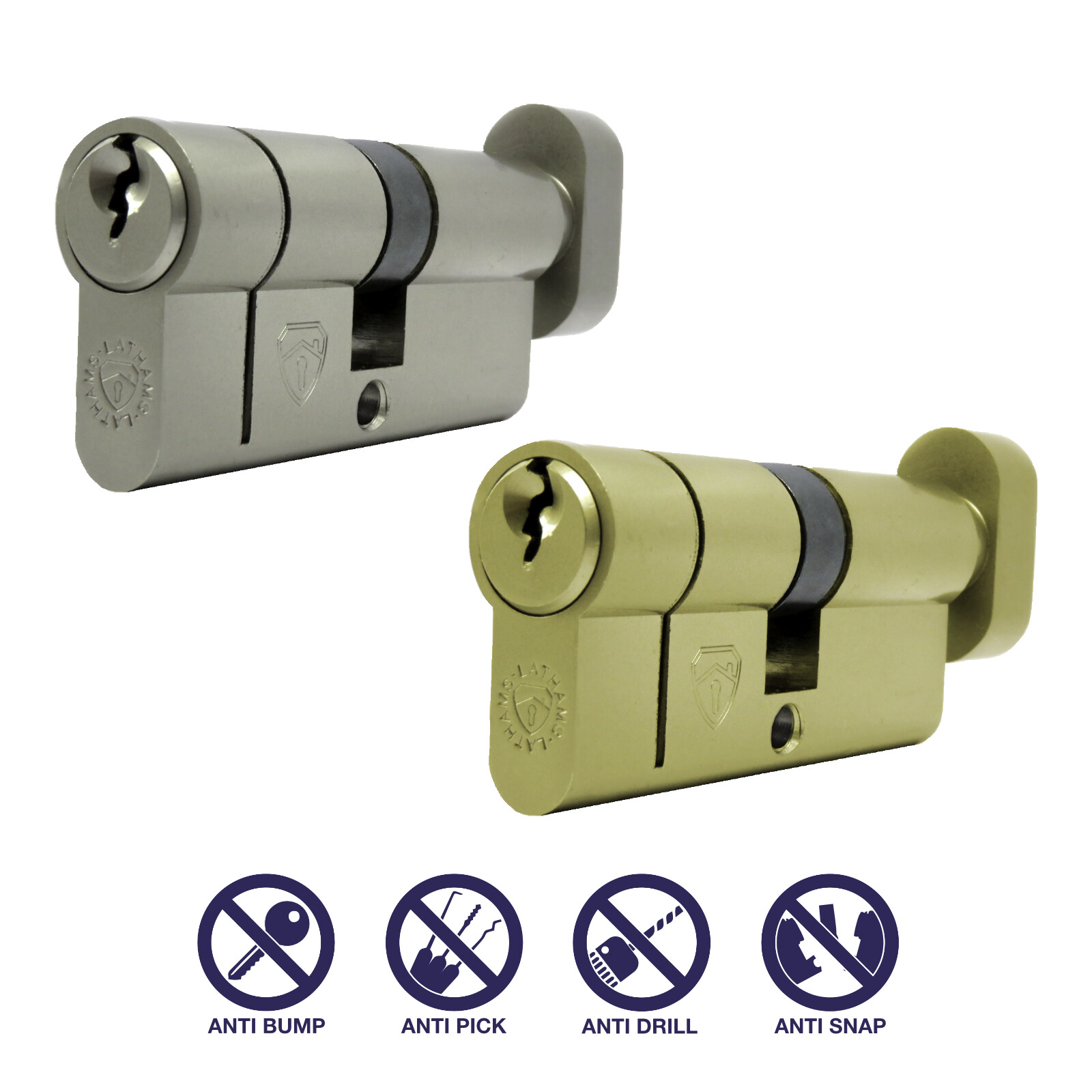 T50/45 (T45/10/40) Anti Snap Thumb Turn Euro Cylinder Security Door ...