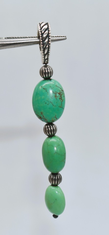 Carolyn Pollack Relios 3-Stone Turquoise Drop Sterling Silver Enhancer ...