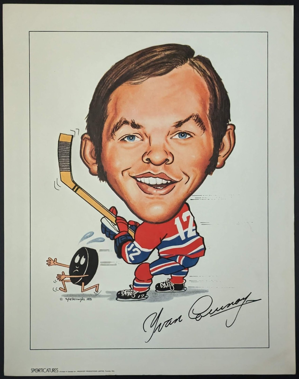 1970s Yvan Cournoyer Sporticatures Montreal Canadiens NHL Vintage R ...