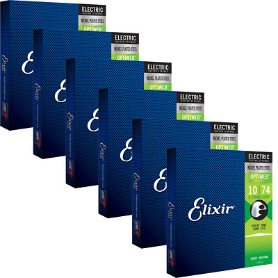 6 Sets Elixir 19062 OPTIWEB 8-String Electric Guitar Strings Light 10 ...