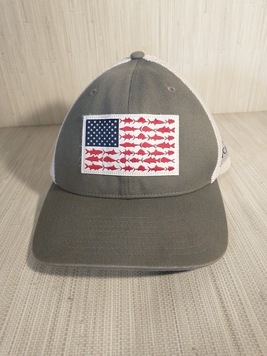 Columbia USA Mesh Fish American Flag Ball Cap Gray Mens Regular Fit PFG ...