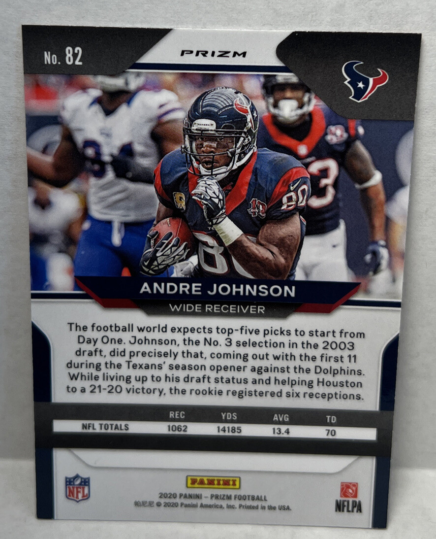 ANDRE JOHNSON 2020 Panini Prizm Orange Laser Prizm #82 Houston Texans ...