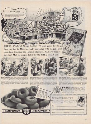 1945 Donuts Doughnut Corporation Mayflower Downyflake Party Book Promo ...