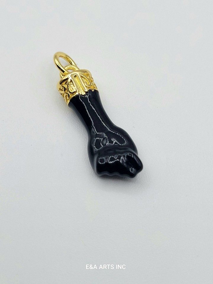 New Black Hand Azabache Charm/Pendant Gold Plated (Azabache Mano) | eBay