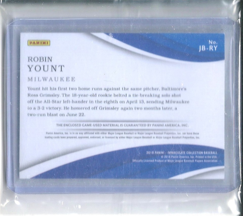 2018 Panini Immaculate Collection - Robin Yount - Jumbo Bat (#JB-RY) (1 ...