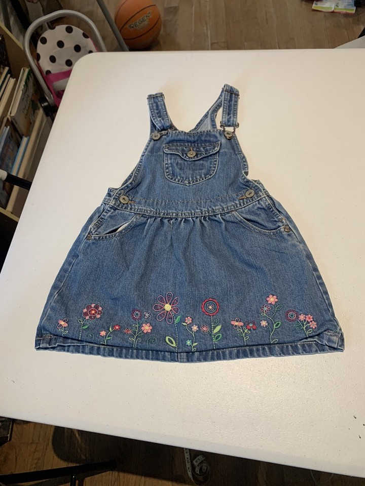 Vintage OshKosh B'gosh Girl's Size 4T Jean Denim Bib Jumper Dress Y2K ...