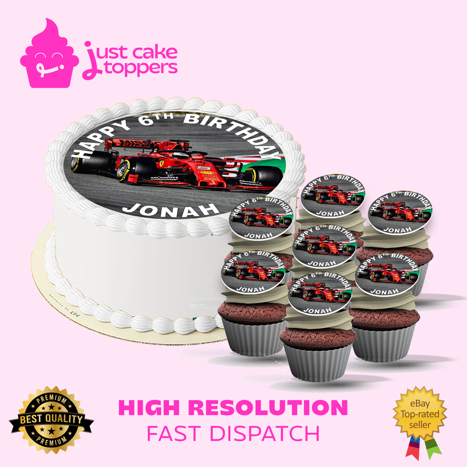 F1 SPORTS RACING CAR HAPPY BIRTHDAY PERSONALISED EDIBLE CAKE & CUPCAKE ...