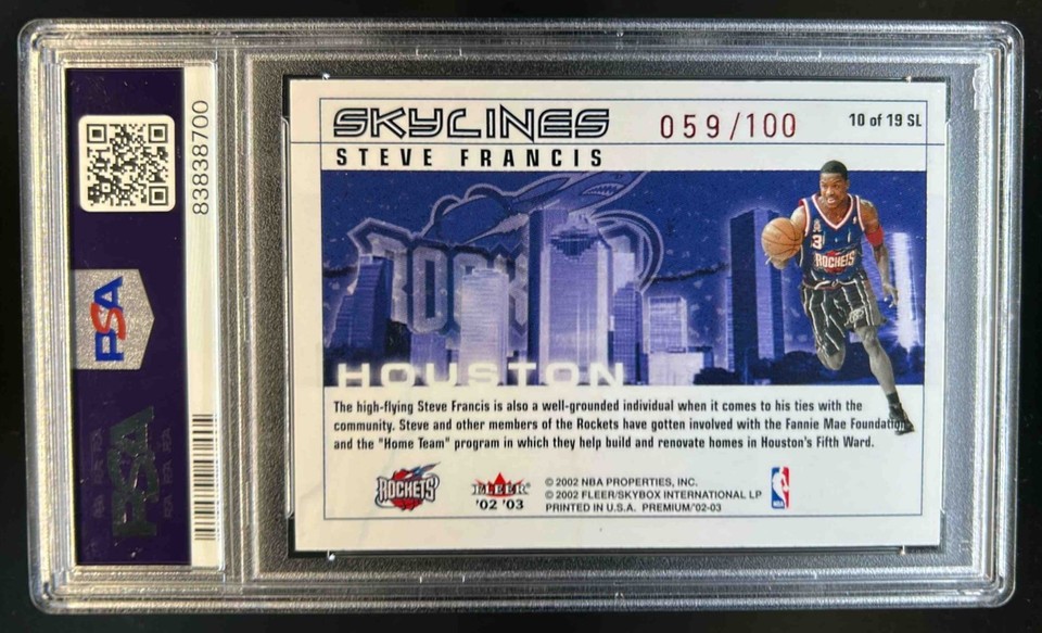 2002-03 Fleer Premium Steve Francis Skylines Ruby #/100 Rockets PSA 9 | eBay