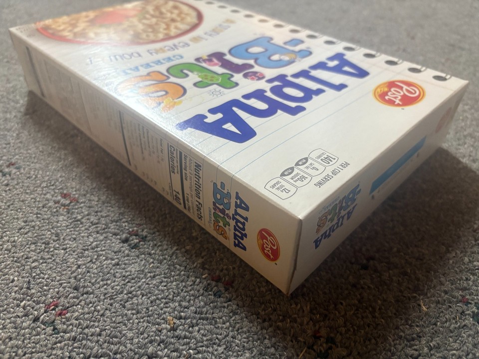 ALPHA-BITS CEREAL, 12oz BRAND NEW FACTORY SEALED BOX, "A STORY IN EVERY ...