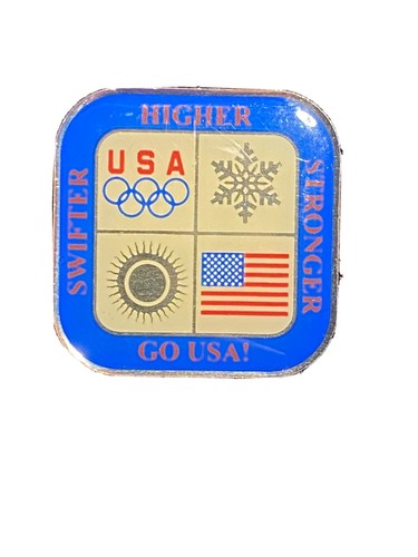 OLYMPICS PIN – SWIFTER, HIGHER, STRONGER – US Flag, Rings, Snowflake ...