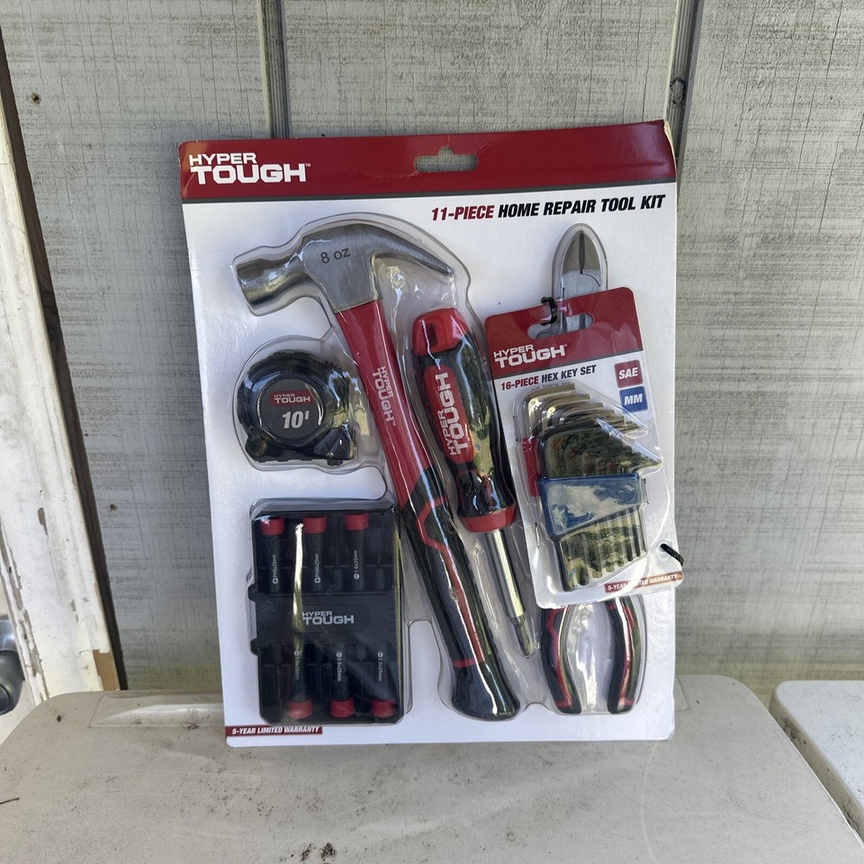 Hyper Tough 11 Piece Home Repair Tool Set Garage tools set all-purpose ...