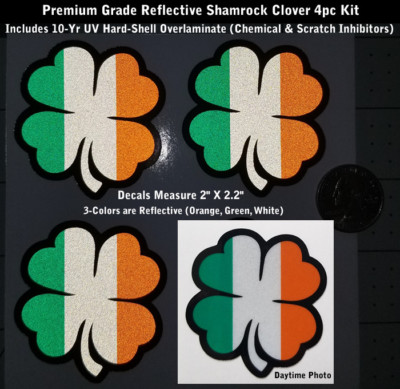 Firefighter Helmet Reflective 4 Leaf Clover Shamrock Decal Kit 4pc ...