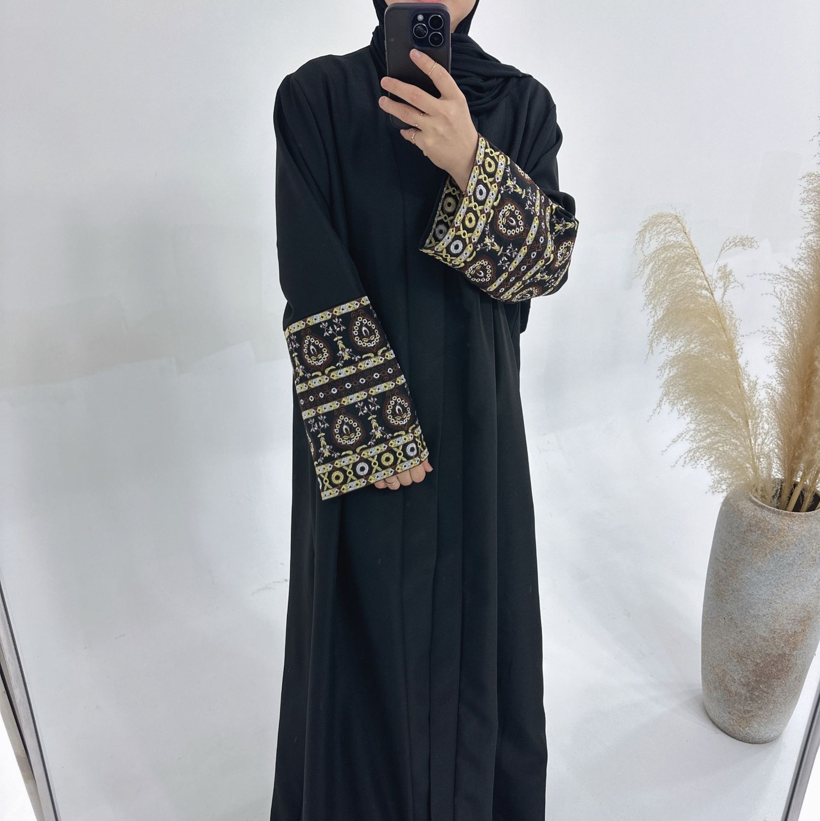 Women Arab Kaftan Retro Muslim Robe Embroidered Long Sleeved Abaya ...