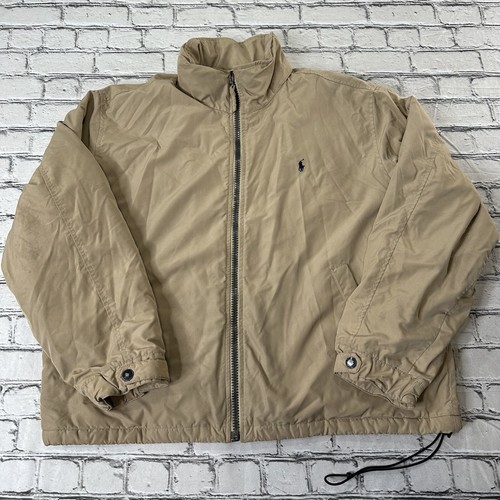 Polo Ralph Lauren Men's XXL Tan Jacket Fleece-Lined Full Zip Hidden ...
