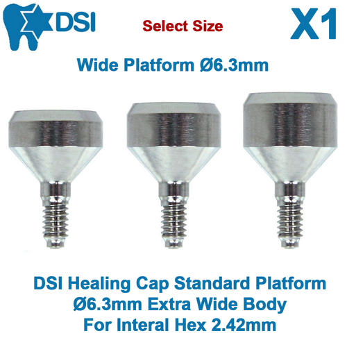1x DSI Dental Fixture Wide Healing Caps Prosthetic 6.3mm Diameter Sizes ...