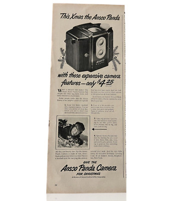 1948 ANSCO PANDA CAMERA Vintage Print Ad ORIGINAL ADVERTSEMENT Child In ...