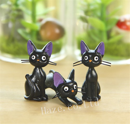 3PCS Kiki's Delivery Service Jiji Black Cat Kiki Figure Model Toy New ...