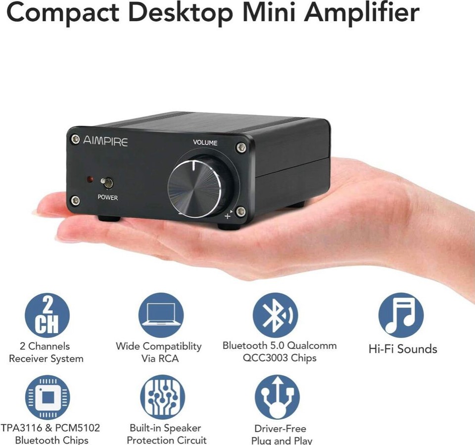 Bluetooth 5.0 Mini Amplifier For Tablet Laptop Mobile Phone Desktop TV ...