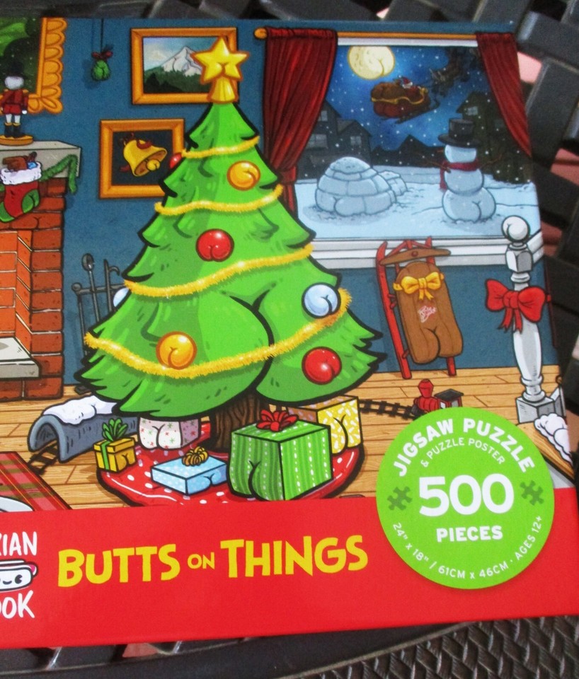 Ceaco 500 Piece Brian Cook Art Puzzle "Butts on Things Christmas" 18" x ...