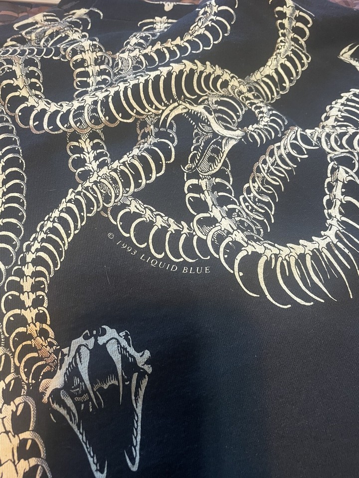 VTG Liquid Blue Medusa Skull Snake Skeleton Large TShirt 1993 Single ...