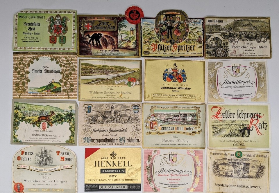 Vintage GERMAN Wine Labels 1950s - 1960 Lot1 | eBay