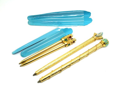 2 Rare Short BIRO 24k Gold Plated SCEPTER Ballpoint Pens PLUS 2 FREE ...
