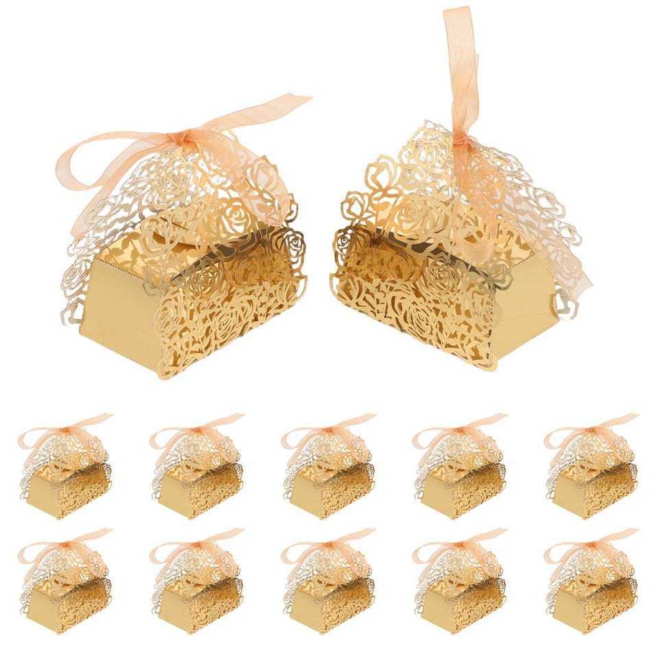 50PCS Wedding Favor Boxes: Small Present Box - Hollow Rose | eBay Australia