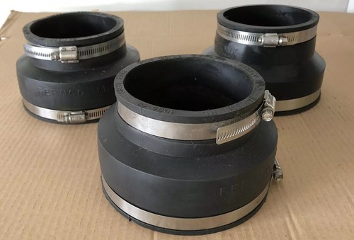 Three Rubber Couplings 4" Concrete to 4" Plastic (PVC) / Cast Iron USA ...