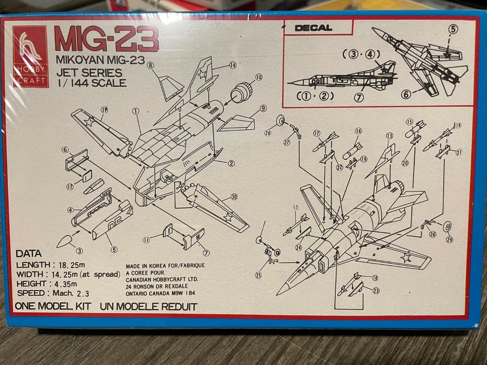 USSR MIG-23 Model Plastic Kit 1/144 MIKOYAN-GUREVICH HOBBY CRAFT NEW ...