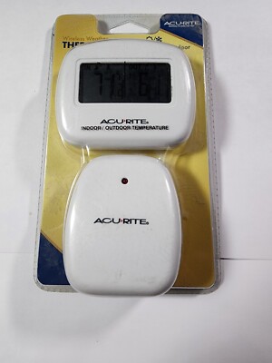 AcuRite Wireless Indoor/Outdoor Temperature Thermometer, White, 00782 ...