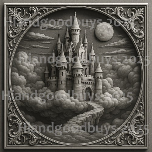 Handmade Laser Engraved 3D CASTLE IN THE SKY 6x6 Ceramic Tile | eBay