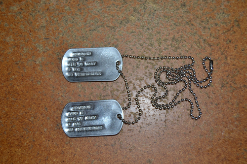 VINTAGE US DOG TAGS - FEARSON TODD E. 218 94 3287 - O POS - NO PREF ...