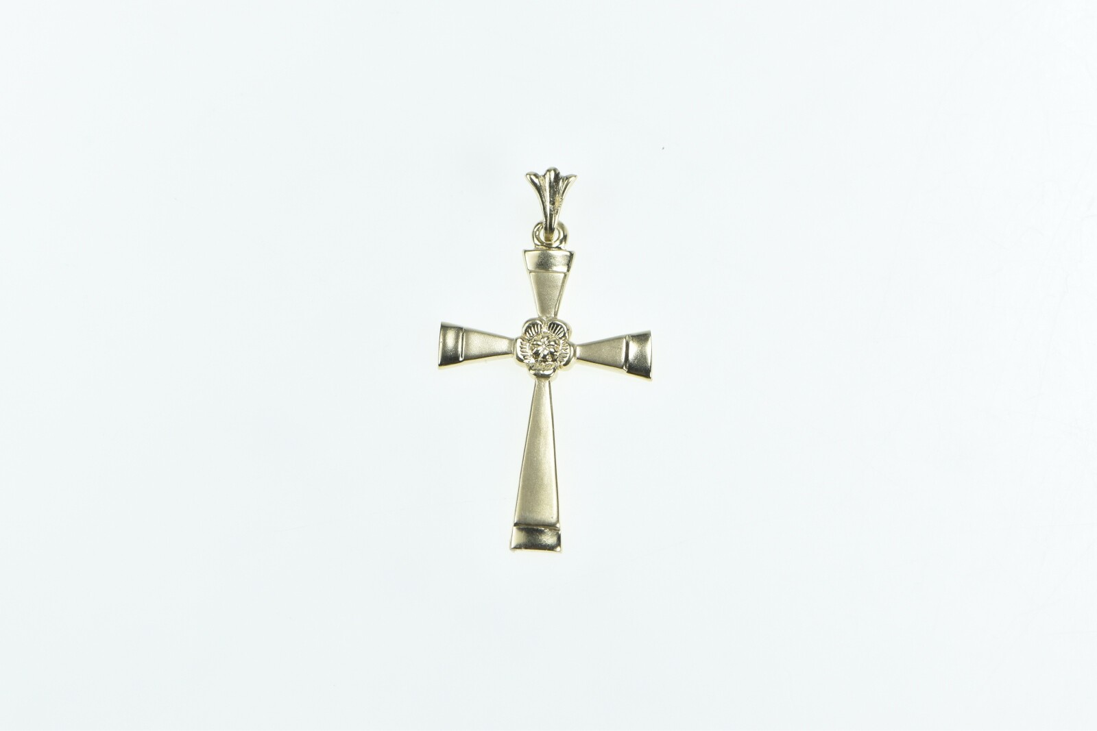 14K Flower Cross Christian Faith Symbol Pendant Yello… - Gem
