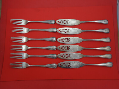 Martin Hall and Co English Victorian Sterling Silver Fish Set 12pc w ...