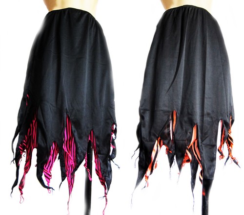 Womens PUNK, EMO,GYPSY, BOHO Party skirt BLACK with neon stripes ...