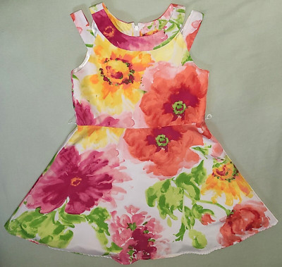 girls size 5 lightweight floral print lined summer zip-up DRESS ...