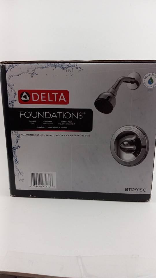 DELTA Foundations B112915C Chrome Shower Head and Valve Assembly Set ...