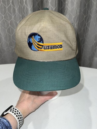 Light Brown Green Bill USEMCO Logo Embroidered Hat Cap Snapback EUC Adj ...