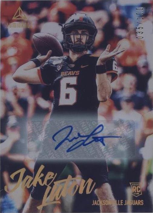 2020 Panini Luminance - Rookies Jake Luton #185 Gold Autographs /100 ...