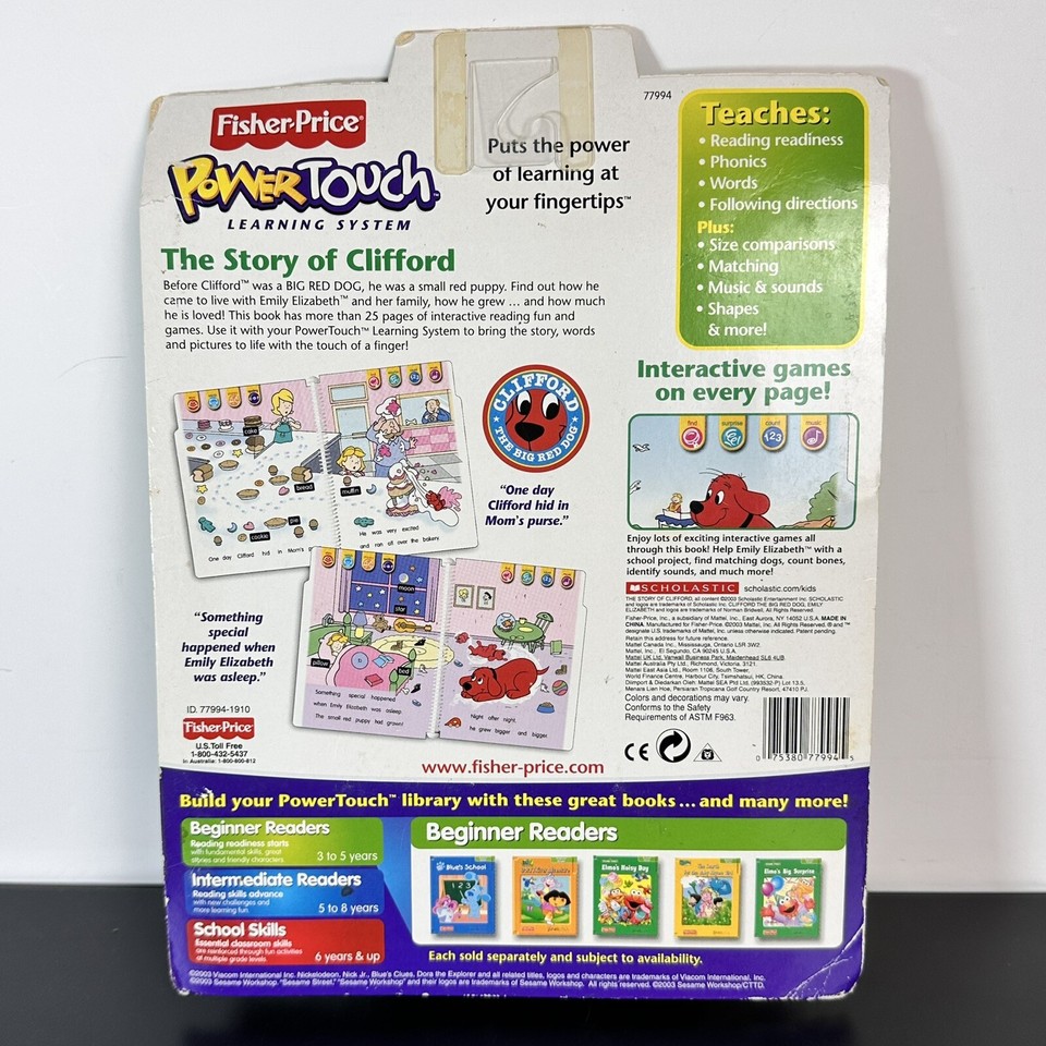 Vtg Power Touch Clifford The Big Red Dog Fisher Price Learning Book ...