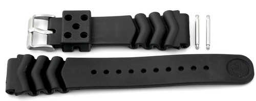 Genuine SEIKO Z 22 22mm Black Wave Rubber Diver Strap With x2 2.5mm ...