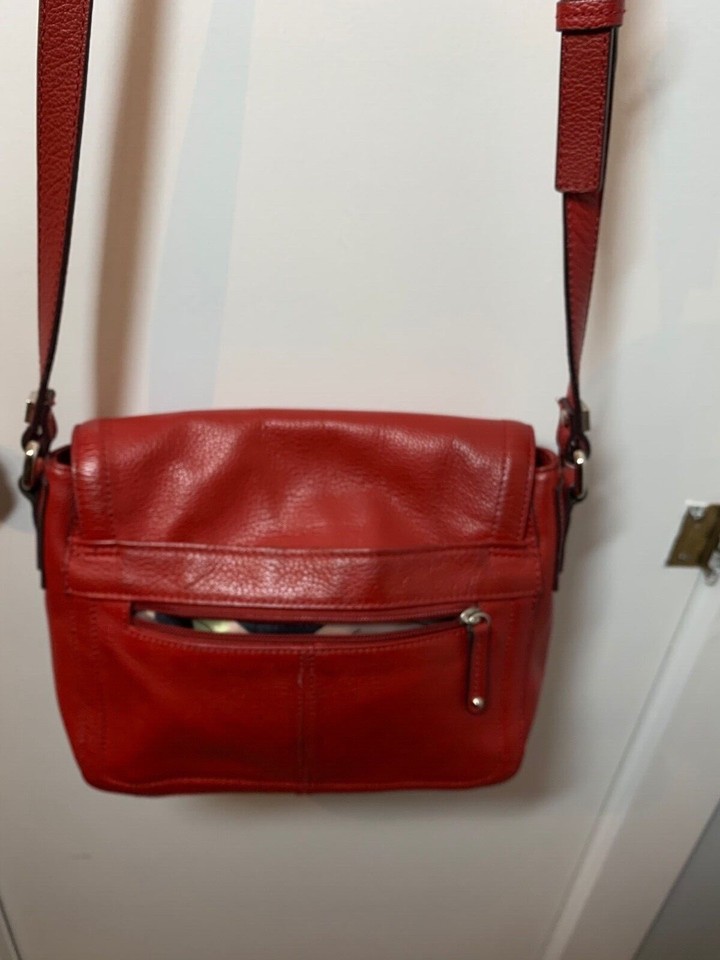 Tignanello Ruby Red Pebbled Leather Crossbody Street Party Handbag EUC ...