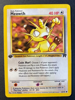 Meowth 62/82 1st Edition Team Rocket - Pokemon Card WOTC - LP | eBay