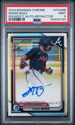 MARIO BAEZ 2024 BOWMAN CHROME 1ST AUTOGRAPH AUTO PSA 9 Braves | eBay