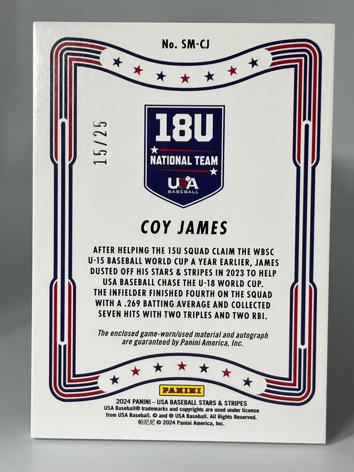 2024 Panini USA Stars & Stripes COY JAMES Auto PATCH Jersey Autograph ...