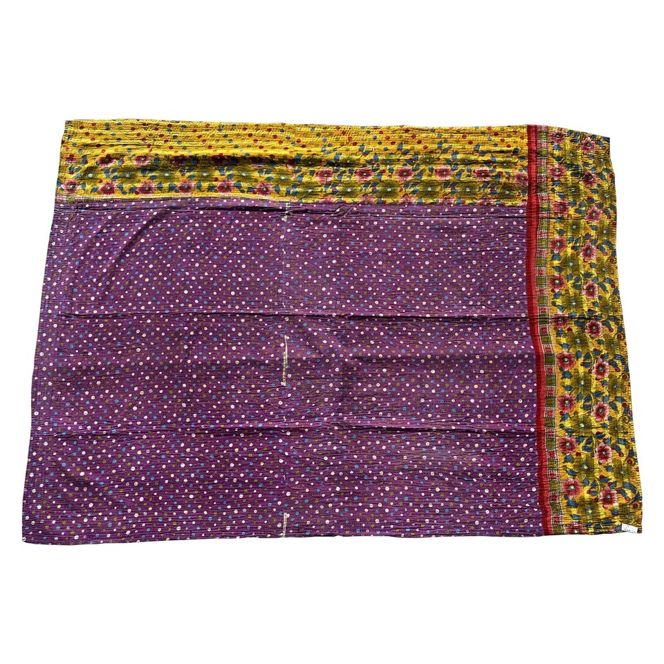 Indian Handmade Bedspread Vintage Kantha Quilt Cotton Blanket Gudari ...