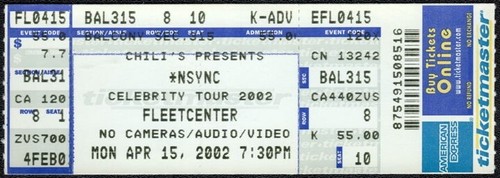 NSYNC Concert Ticket - 2002 Fleetcenter - Celebrity Tour | eBay