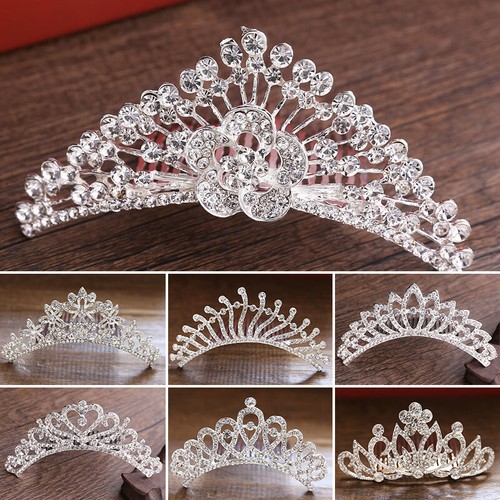 Womens Pearl Crown With Comb Princess Rhinestone Tiara Wedding Headband ...
