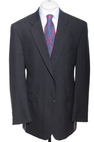 46L Long Stafford Dark Gray Worsted Wool Two-Button Blazer Jacket Sport ...