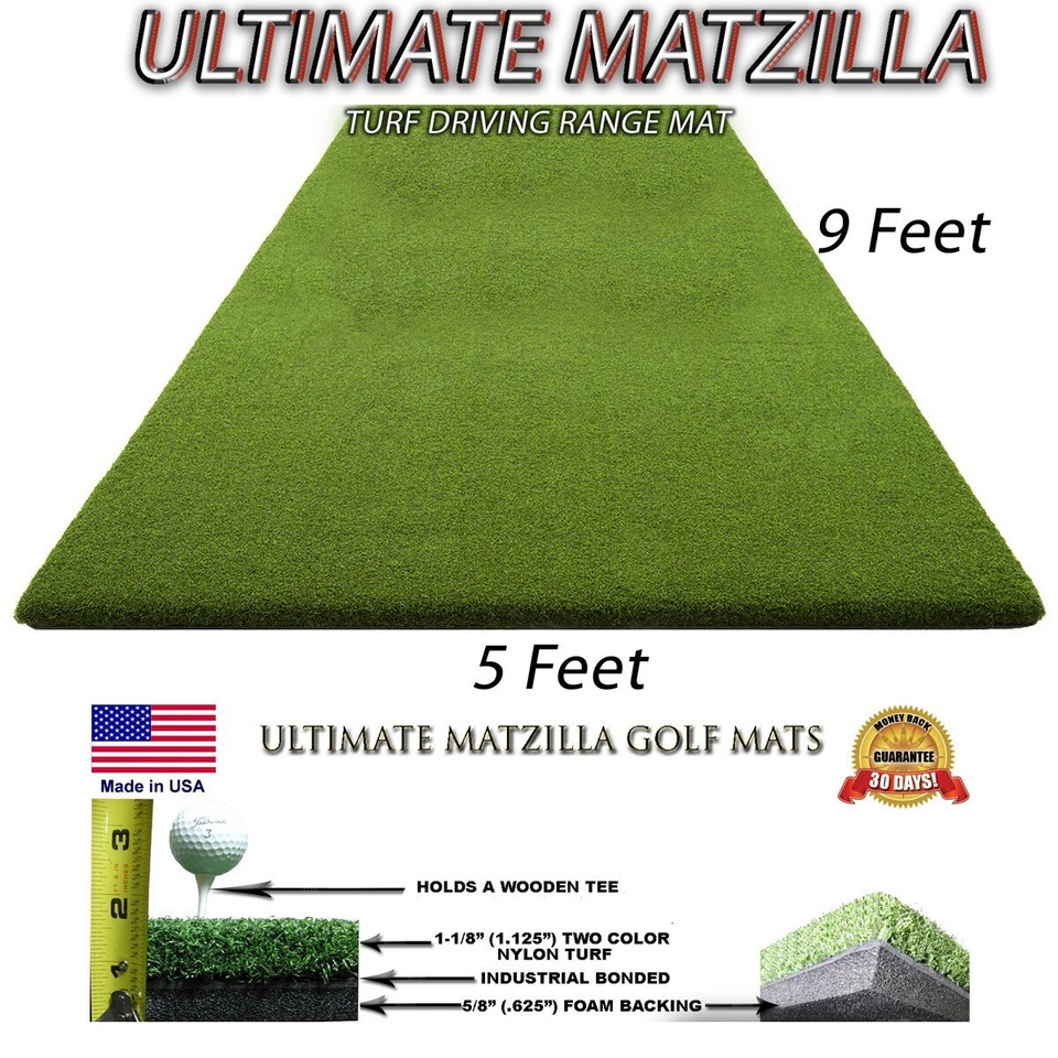 5' x 9' Golf Chipping Driving Range Tee Line Practice Mat - Holds A ...